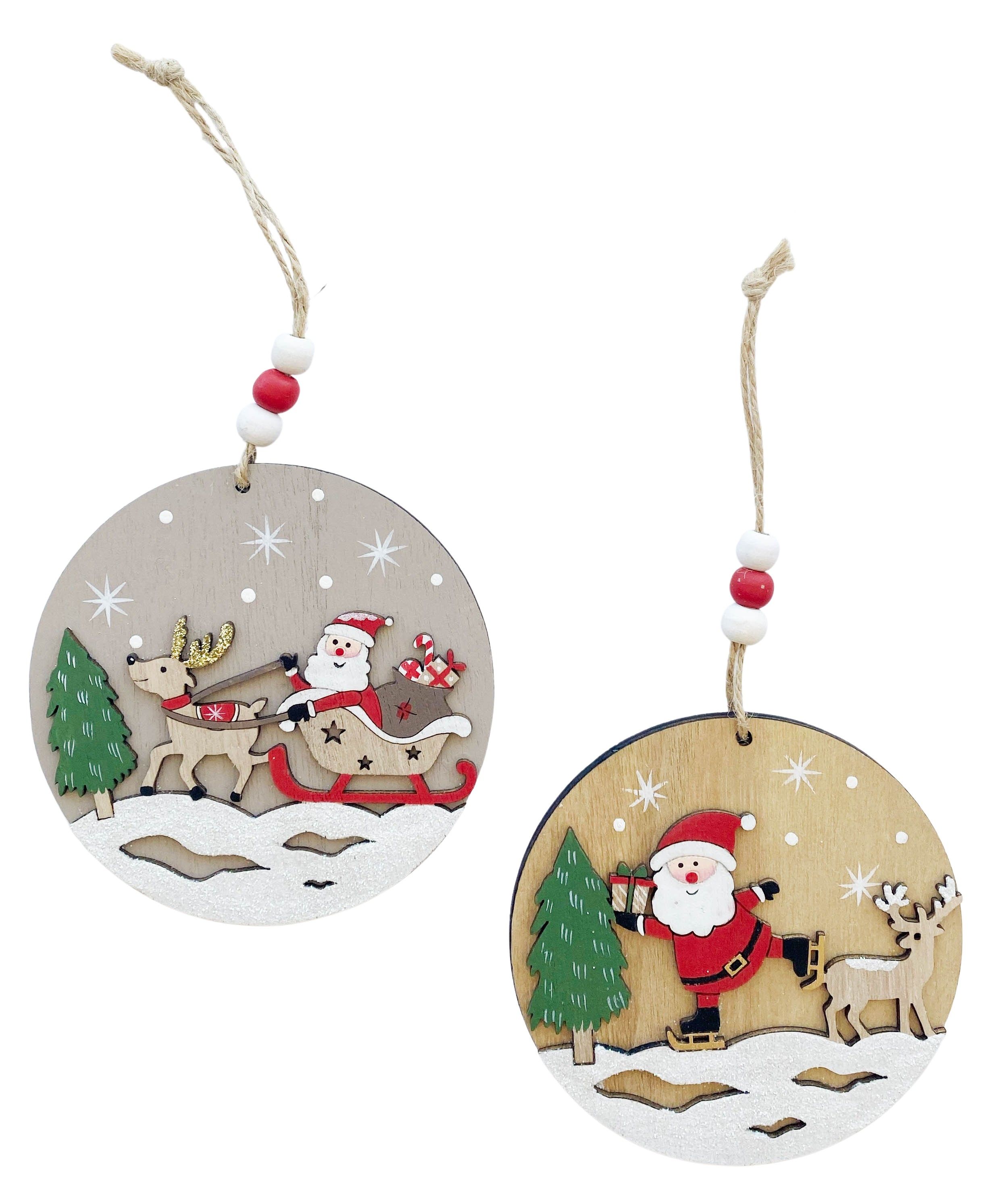 Timber Santa Scene Bauble | Atherton Christmas Tree Farm