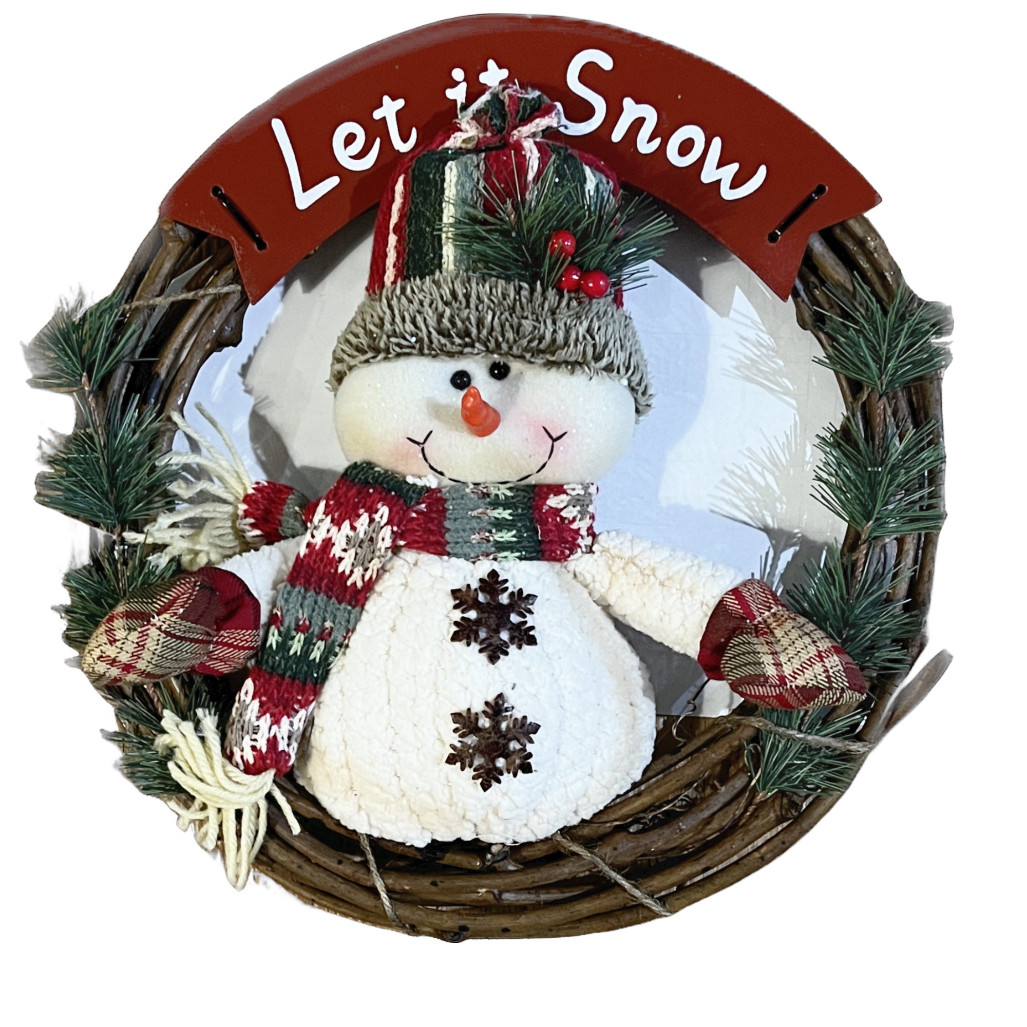 Snowman Alfie in Wreath | Atherton Christmas Tree Farm